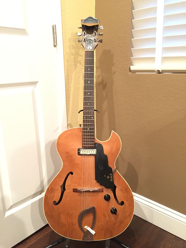 Guild T-100 1967 Natural Hollowbody Guitar w/ Hand Etched Art | Reverb