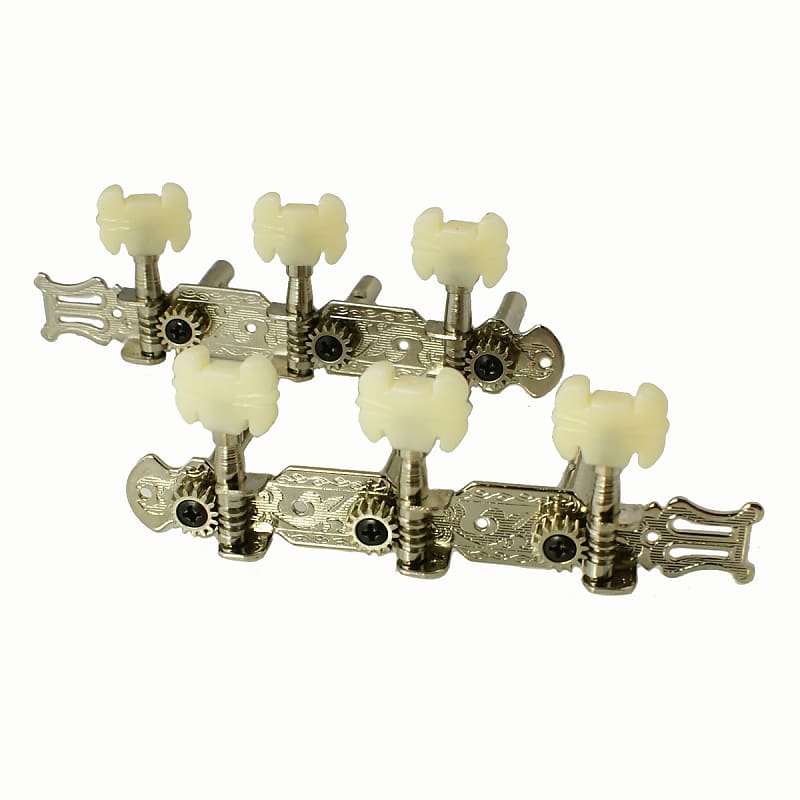 3-on-Plate Classic Acoustic Guitar Tuners Set, Engraved motif | Reverb