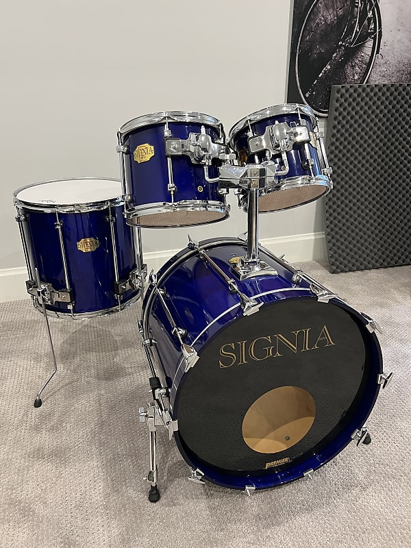 Premier Signia Maple Drum Set 4 Piece 1990 - Sapphire Blue | Reverb