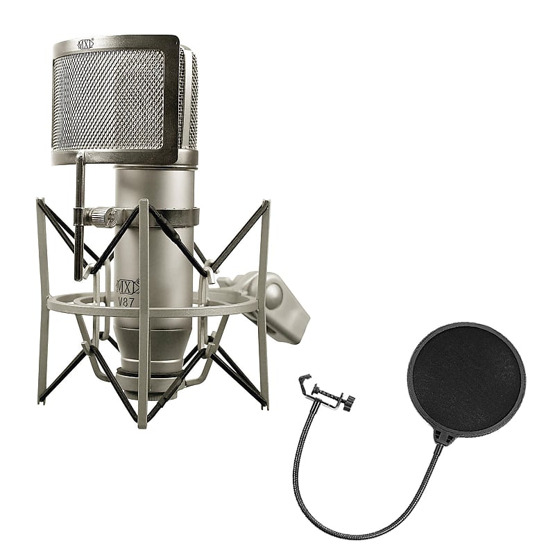 MXL V87 Studio Condenser Microphone Bundle with Nylon Pop | Reverb