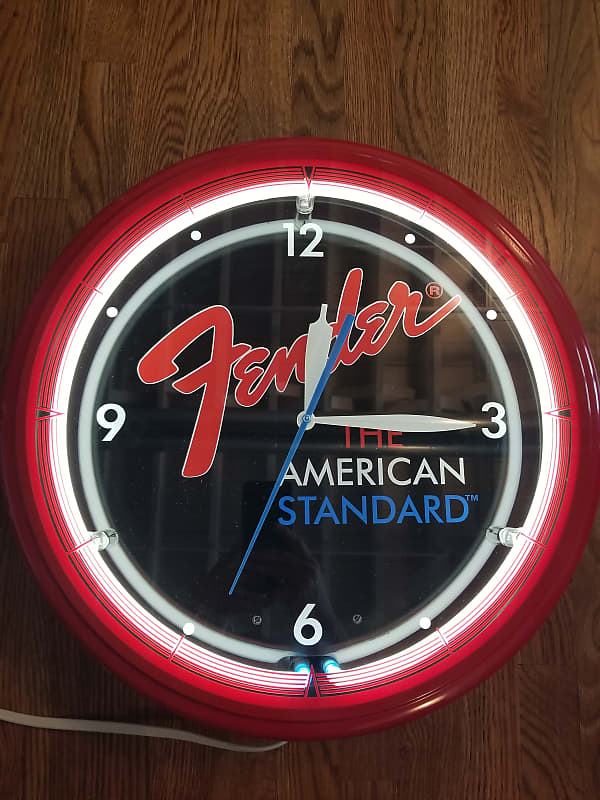 1990's Fender The American Standard Neon Lighted Clock | Reverb