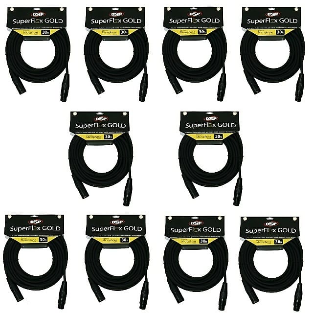 10 OSP SuperFlex GOLD 30' ft Premium XLR Microphone Cables | Reverb