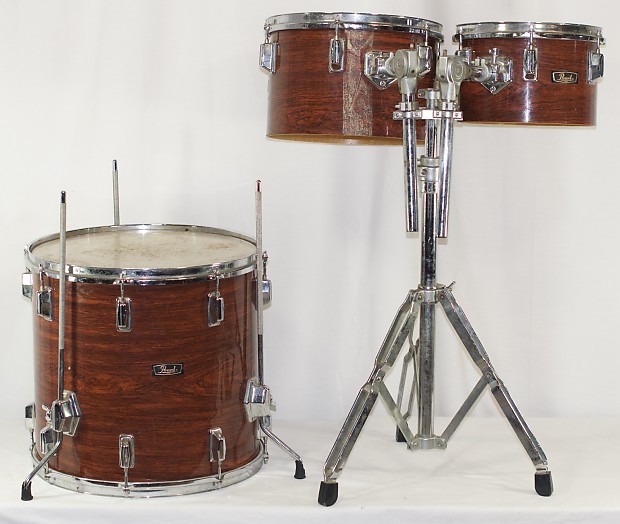 Pearl Fiberglass Concert Toms w/stand and Hybrid Floor Tom | Reverb
