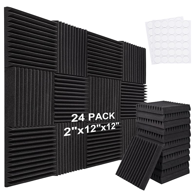 Acoustic Foam Panels - Pack Of 24 Flame Retardant Sound Proof | Reverb