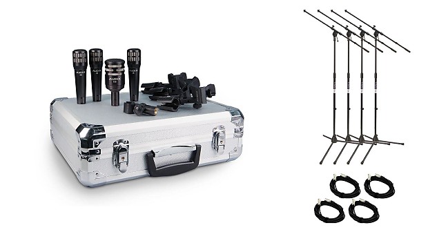 Audix DP4 Drum Mic Kit w/ 4 Twenty-foot XLR Cables & 4 Stands | Reverb