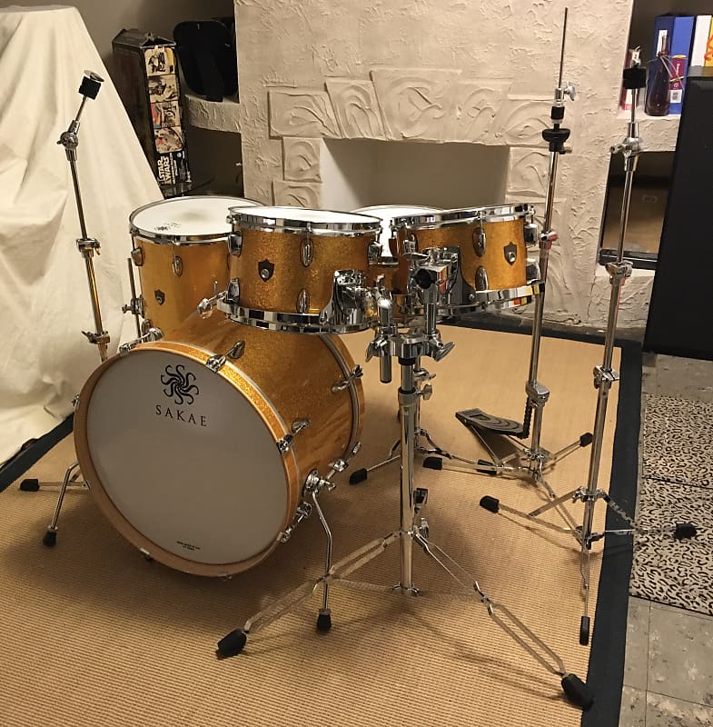Sakae Trilogy 2017 Gold Sparkle 10/12/14/20 drum set w/ | Reverb