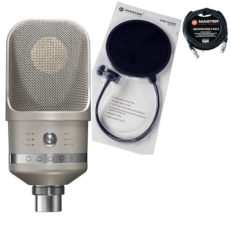 Neumann TLM 107 Condenser Microphone, Nickel w/ Cable & Pop | Reverb