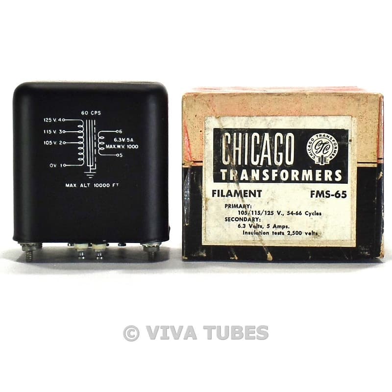 NOS NIB Chicago FMS-65 Filament Transformer 6.3V - 5 A For | Reverb