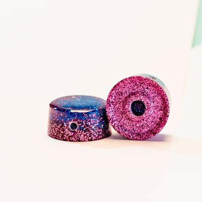 Pink/Blue/Clear Sparkle Set Screw Speed Knob Duo | Reverb