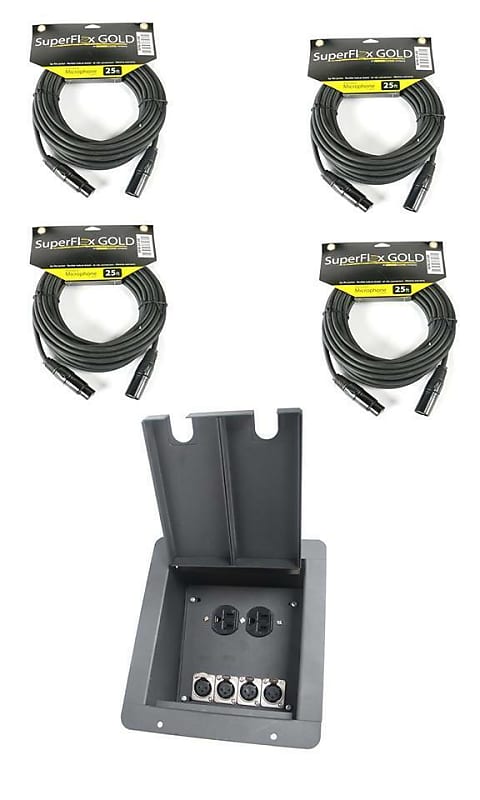Stage Recessed Floor Box 4 XLR Mic Connectors & AC Outlet W/ | Reverb