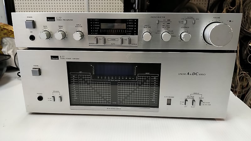 SANSUI C-77 Pre Amplifier + B-77 Power Amplifier 1980s Made | Reverb