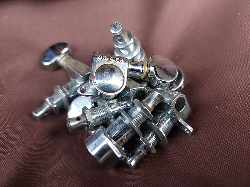 Grover Vintage Mini Rotomatic Tuners 1985 chrome 6 In Line | Reverb