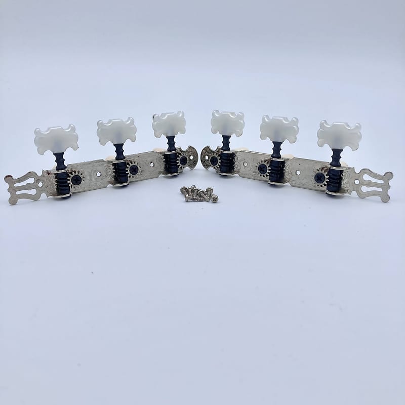 Classical Guitar Machine Heads - Silver Plate - Lyre Style | Reverb