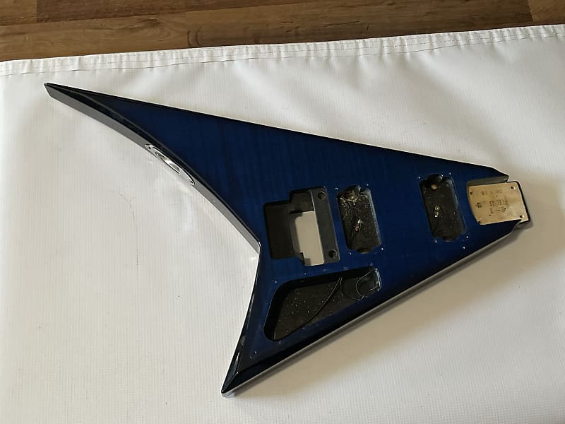 2002 MIJ Jackson RR3 RR Rhoads V Blue Flame Guitar Body Floyd | Reverb