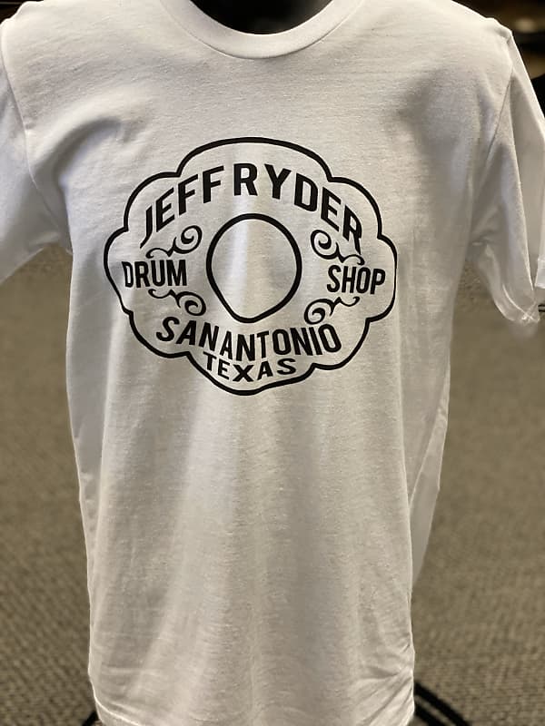 Jeff Ryder Drum Shop Negative Badge Style T Shirt Size XL | Reverb