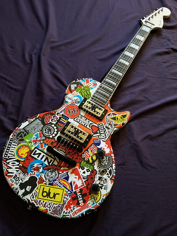 Custom Built Partscaster - Sticker Bomb | Reverb