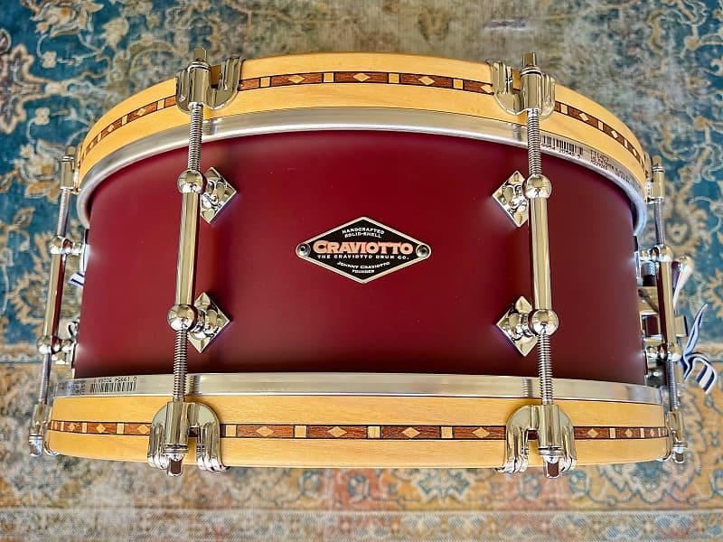 UNIQUE Custom Craviotto Solid Maple Snare w Inlay Wood Hoops | Reverb