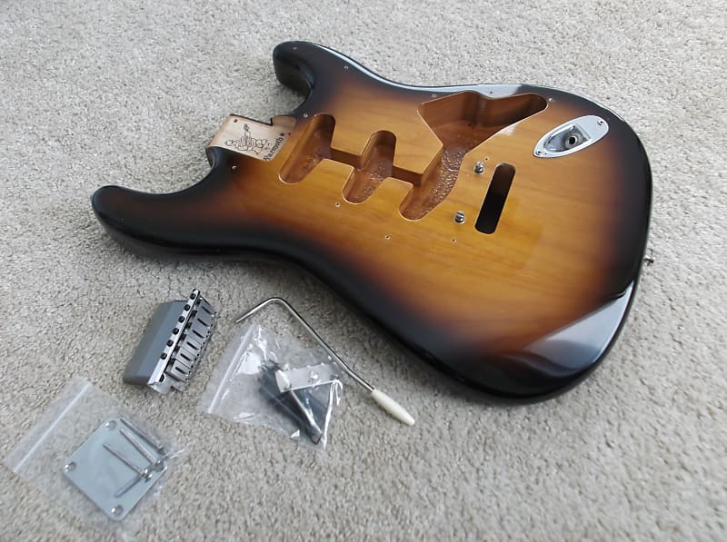 Warmoth Stratocaster Body - Black-Brown-Yellow Burst | Reverb