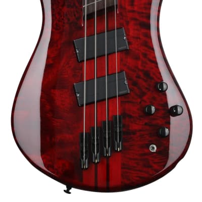 Spector NS Dimension 4 Bass Guitar - Black and Blue Gloss | Reverb