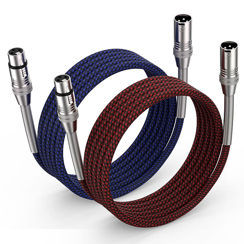 XLR Cable 6ft 2Pack, Multi-Color Heavy Duty Nylon Braided XLR | Reverb