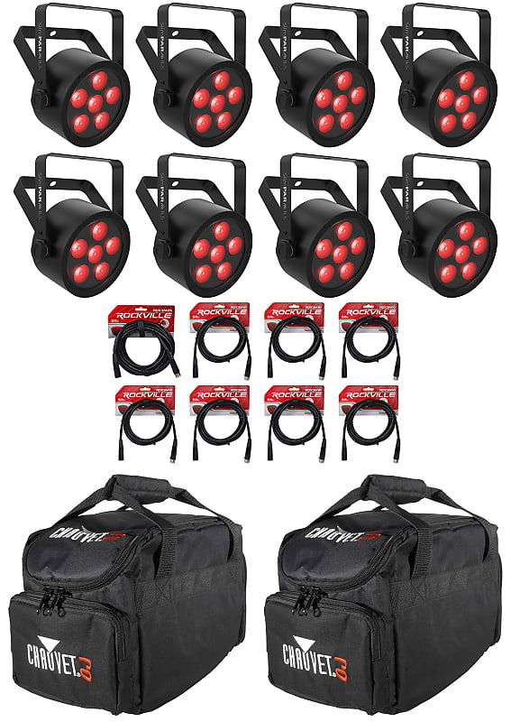 (8) Chauvet DJ SlimPAR H6 ILS RGBAW+UV LED Par Can Wash | Reverb