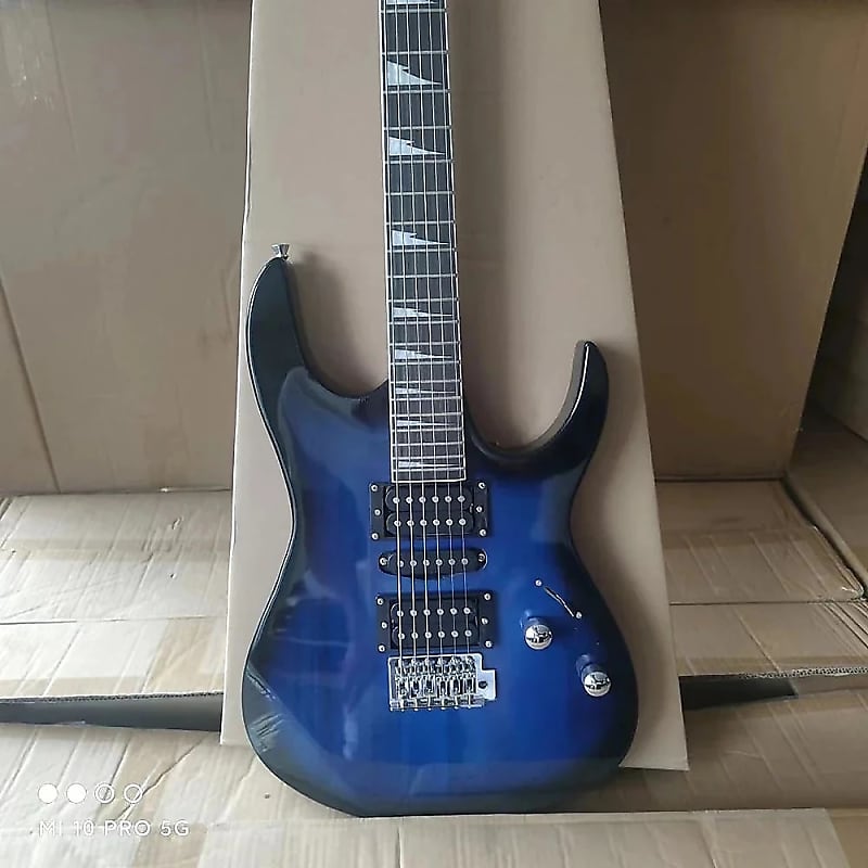 Custom Blue Burst Solid Guitar, Maple Neck and Rosewood | Reverb