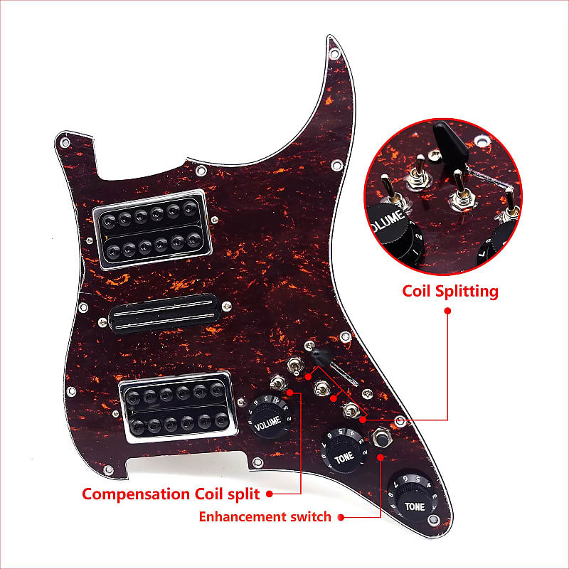 Tortoise Shell Guitar Strat Style HSH Loaded Prewired | Reverb