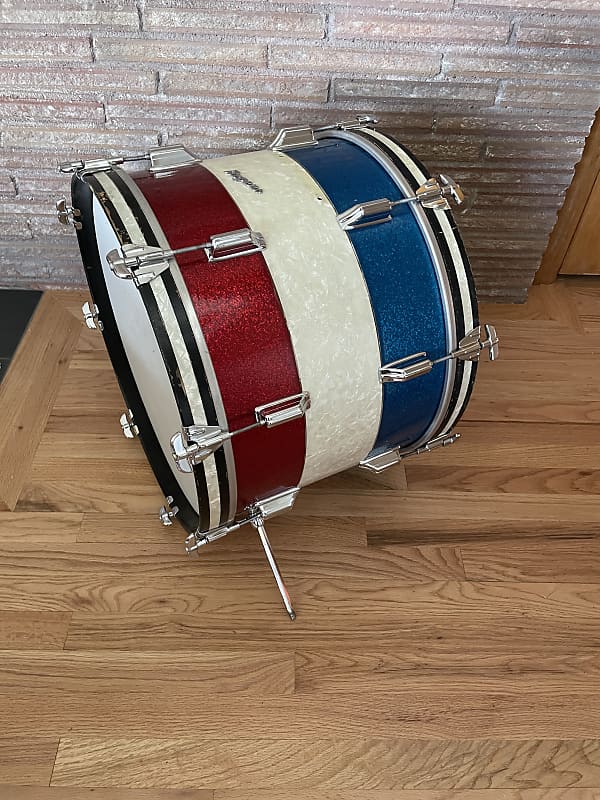 Vintage 20" Rogers Holiday Bass Drum in Red WMP Blue Wrap | Reverb