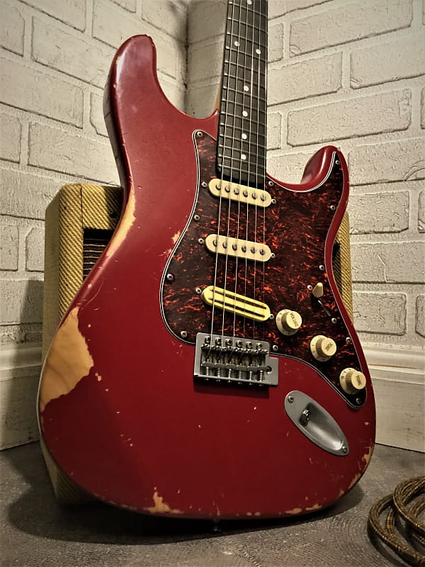 USA Relic Strat Style Electric Guitar Road Worn Red with HSS | Reverb
