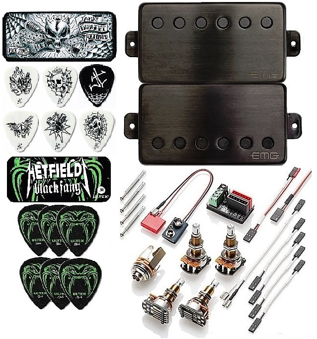 EMG JH SET JAMES HETFIELD BRUSHED BLACK CHROME STANDARD | Reverb