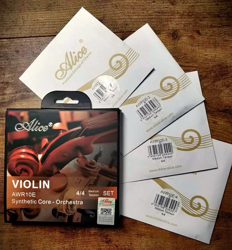 Alice AWR10E 4/4 Violin String Set, Synthetic Core, Silver | Reverb