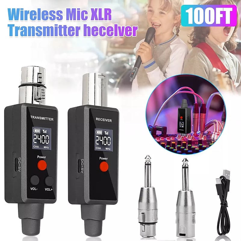 100Ft Wireless Microphone Xlr Transmitter Receiver For | Reverb