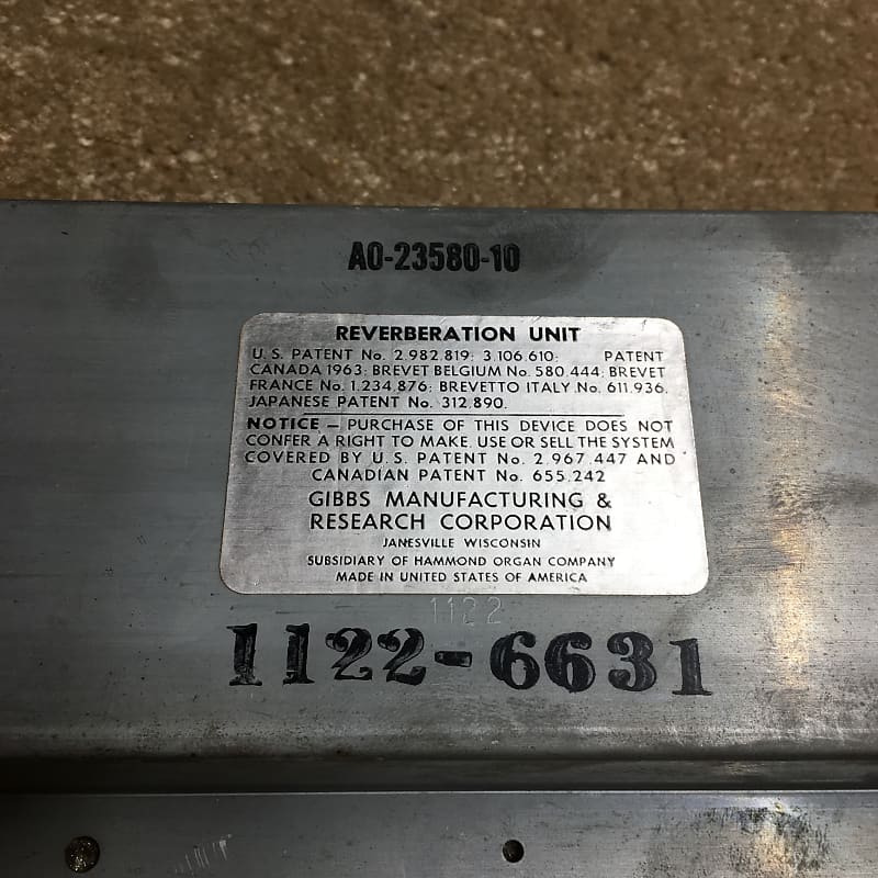 Hammond AO-23580-10 Vintage Reverberation Unit (Gibbs | Reverb