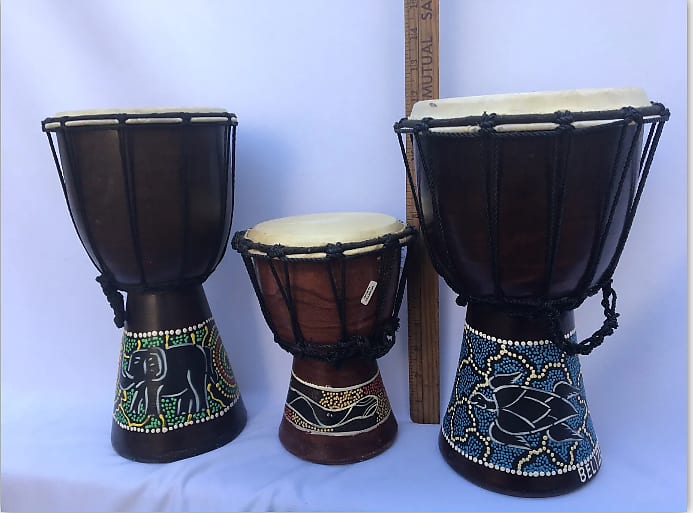 Djembes Kids /Wood Doumbeks 3Hand Painted Animals | Reverb