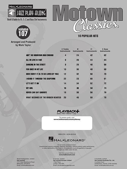 Motown Classics Jazz Play Along Volume 107 | Reverb