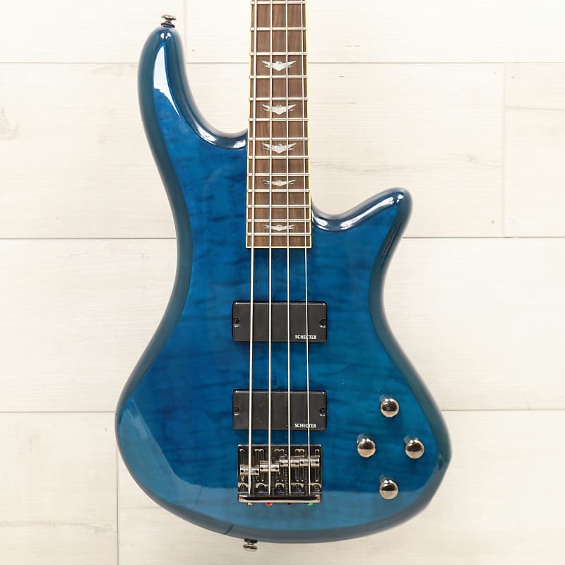 Schecter Stilleto Extreme 4 String Bass Guitar - Blue Flame | Reverb
