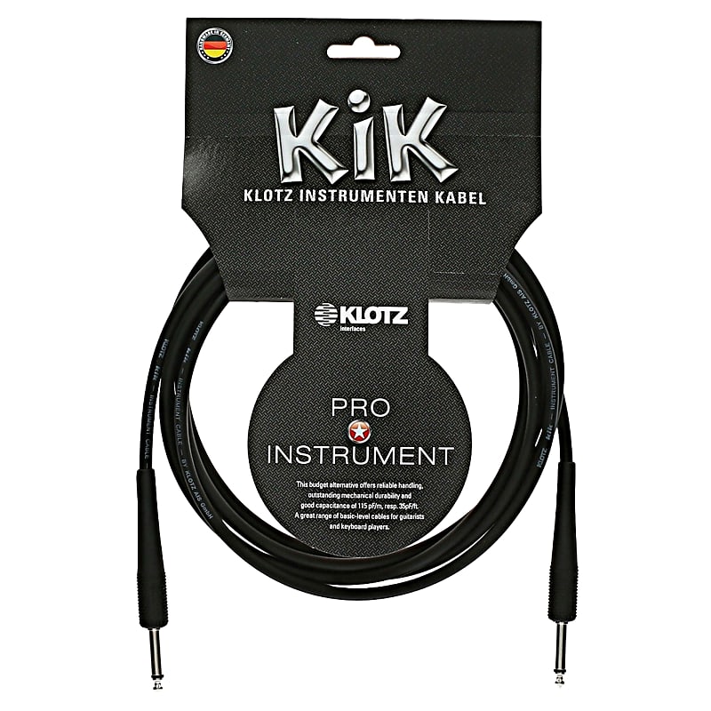 Klotz KIK 20ft GUITAR Insturment Cord Cable BLACK made in | Reverb