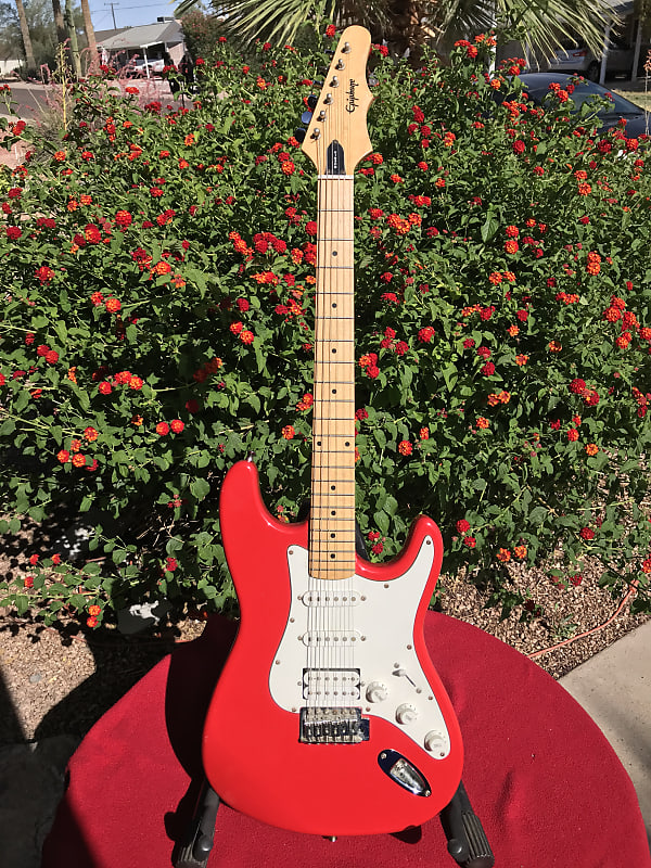 Gibson Epiphone Batwing Strat Red Thick Body Super Strat | Reverb