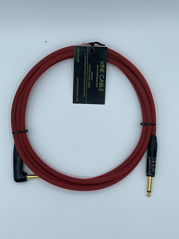 Vine Cable 10 Feet Right Angle Gold / Straight Gold - Red | Reverb