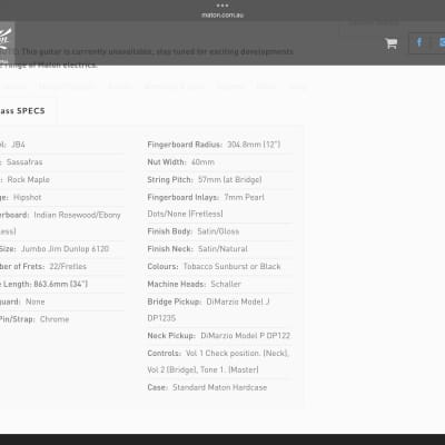 Maton JB4 Fretless Bass BODY 1980s-2000s - Sassafrass | Reverb