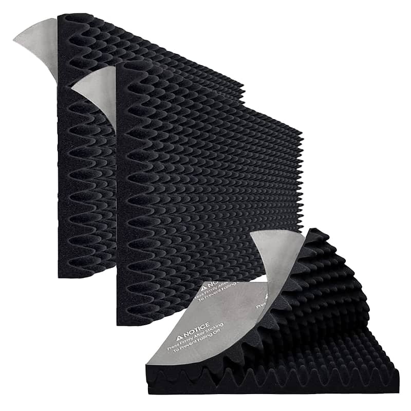 4 Pack Self-Adhesive Acoustic Foam Egg Crate Panels | Reverb