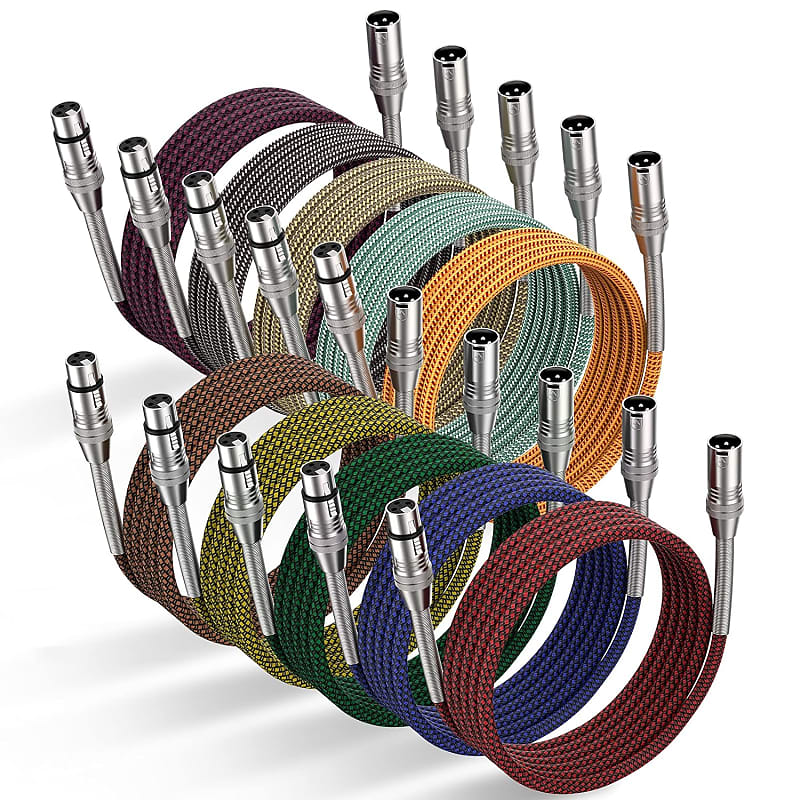 Xlr Cable 25Ft 10Pack, Multi-Color Heavy Duty Nylon Braided | Reverb