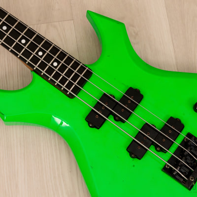 1989 B.C. Rich NJ Series II Warlock Bass Fluorescent Green, | Reverb