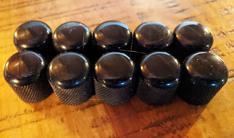 Set Of 10 Gotoh Black Knurled Guitar/Bass Dome Knobs w/Screw, | Reverb