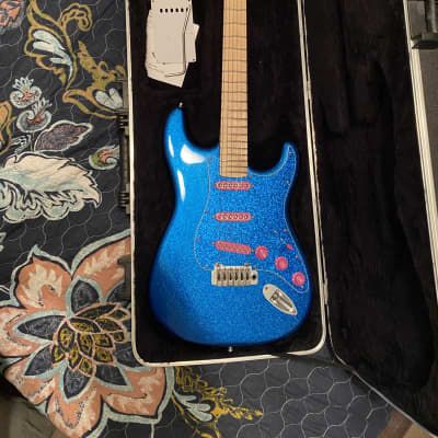 Warmoth Partscaster Strat Blue Sparkle Flake Fender hard | Reverb