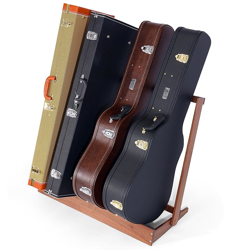 Guitar Case Rack, Folding Black Walnut Wood Guitar Case Stand | Reverb
