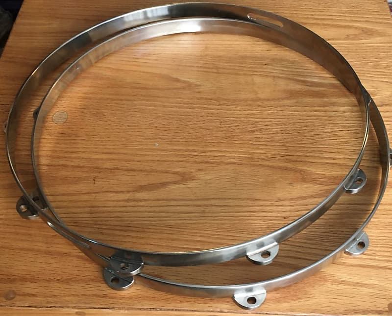 Angel snare hoops 14" 10 hole 2022 - Stainless | Reverb