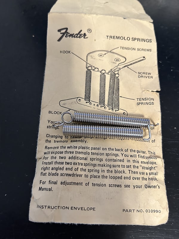 Fender Stratocaster Tremolo Springs with instruction envelope | Reverb