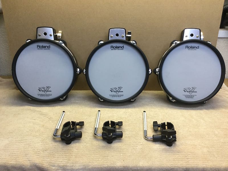 Se of 3 Roland PDX-100 10" V-Pad Toms w/ Rack Mounts & L-Bars | Reverb