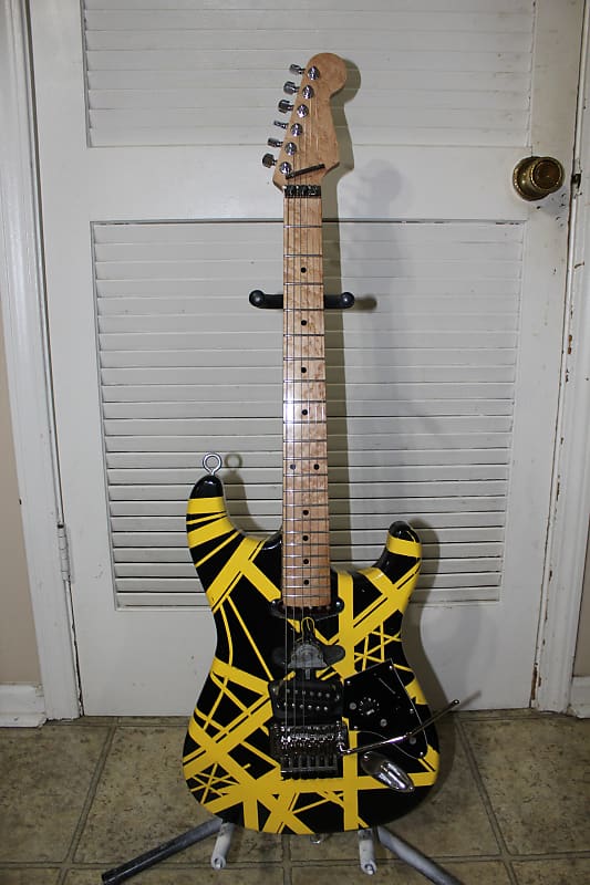 Partscaster handmade evh yellow and black frankie 2020 - | Reverb